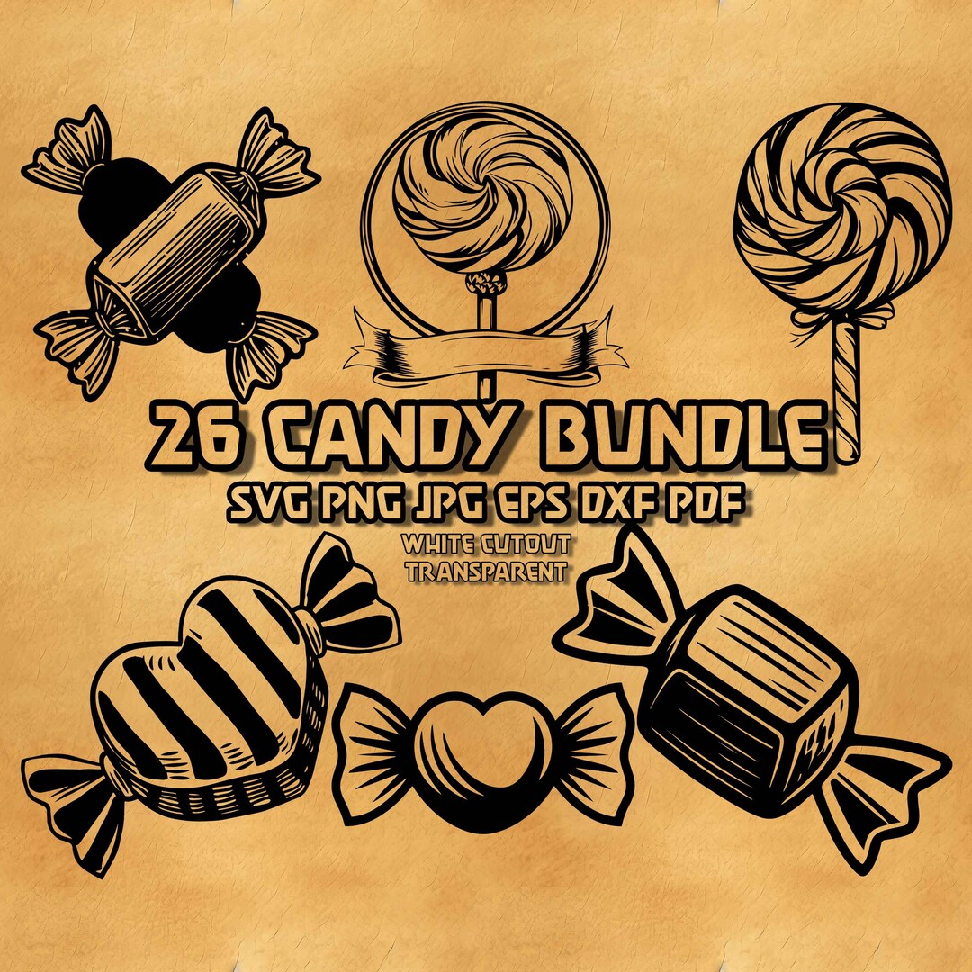 Candy SVG Bundle Sweet Shop Confectionery Illustrations Lollipop Sweets ...