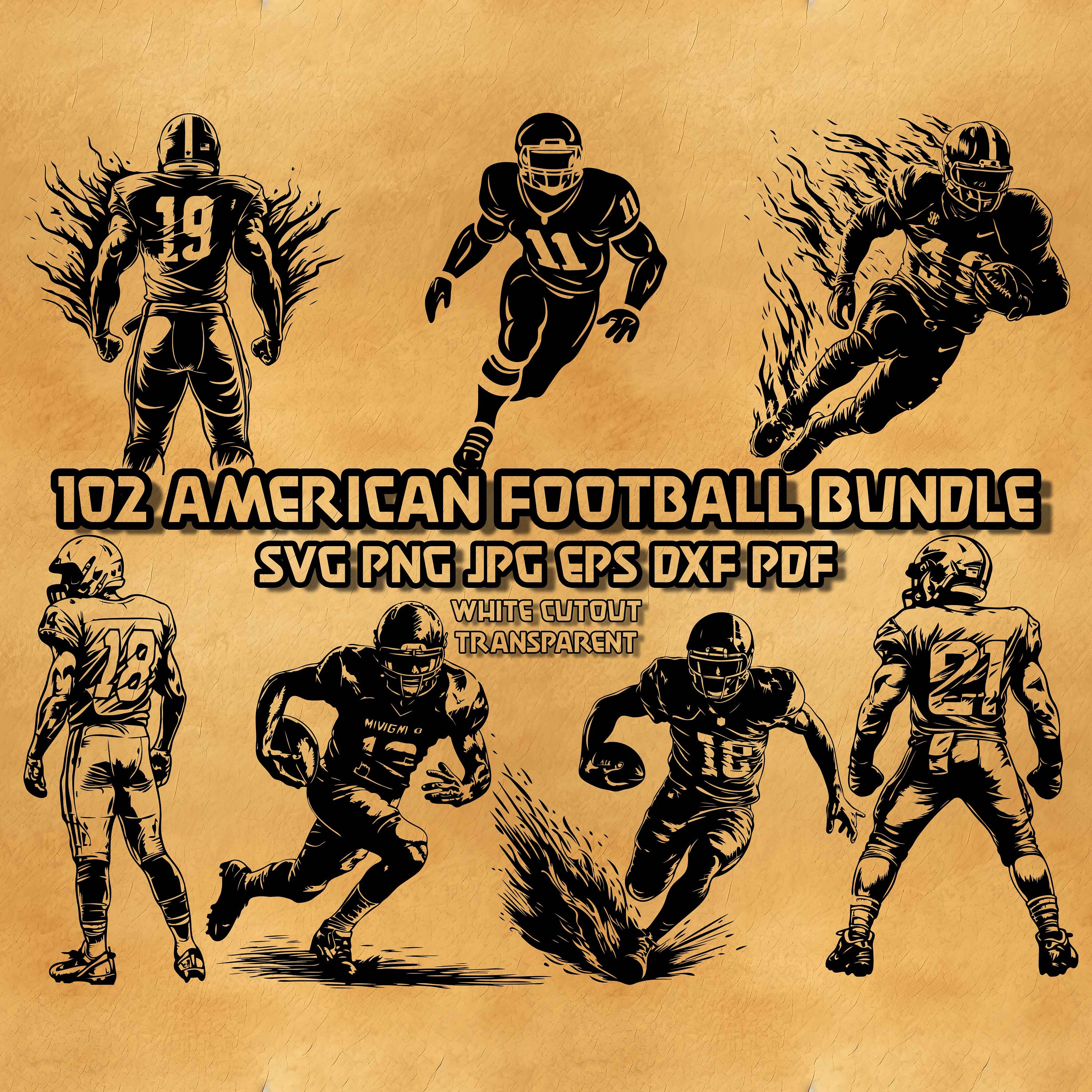 American Football Player SVG Bundle: Flame Design (digital Download) - Etsy