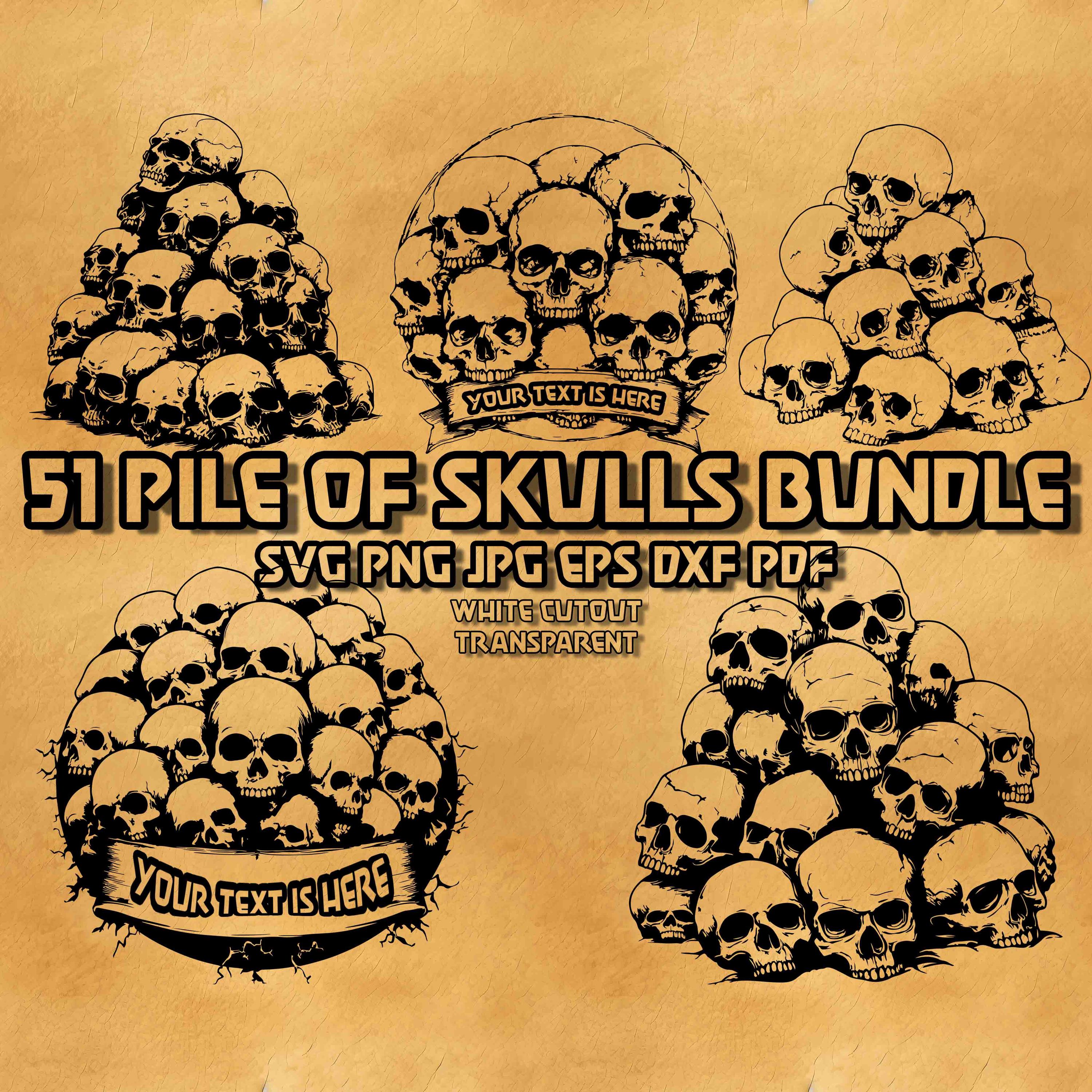 Pile Of Skulls Tattoo Stencil