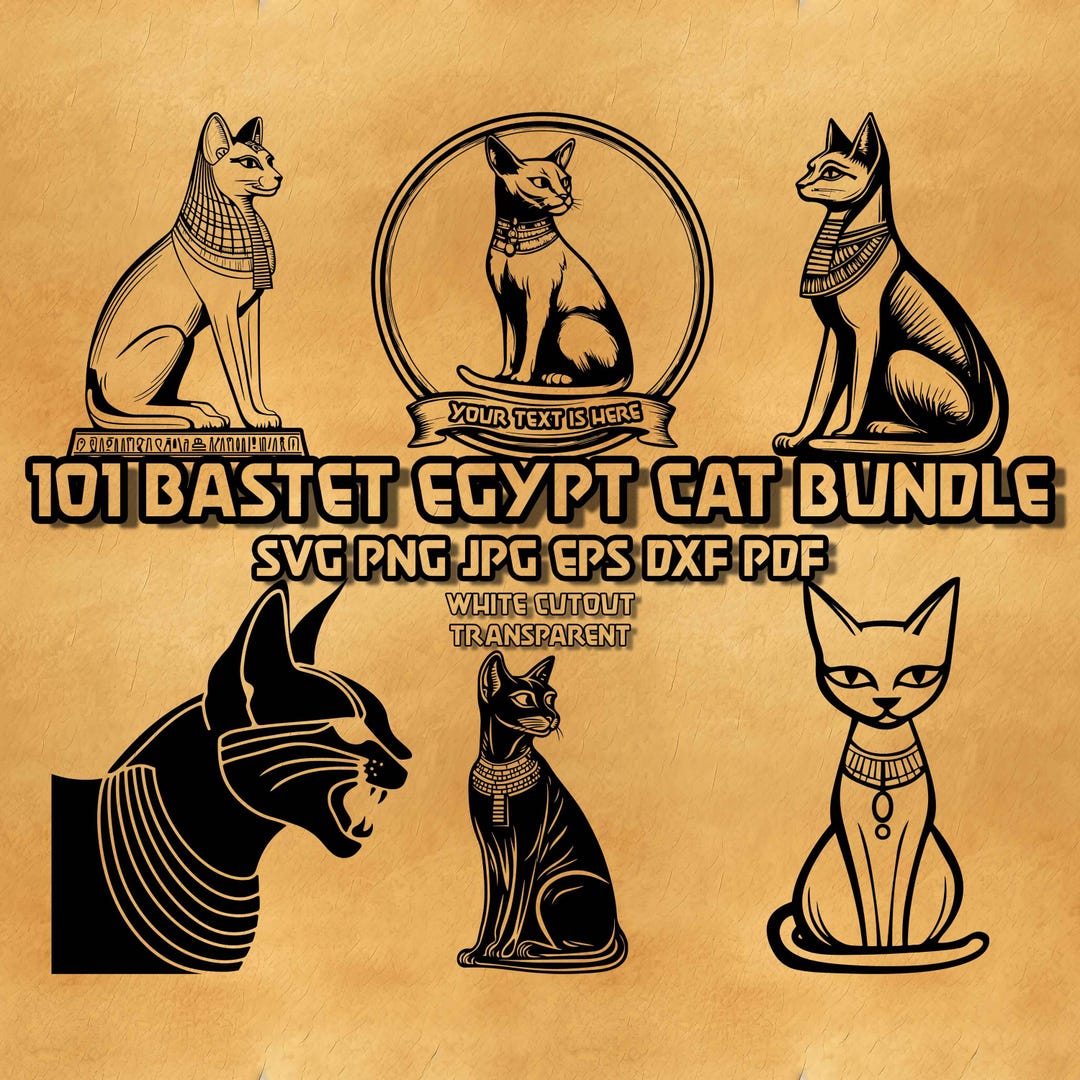 Bastet Egyptian Cat SVG Bundle, Ancient Egyptian Goddess Lioness Bast ...