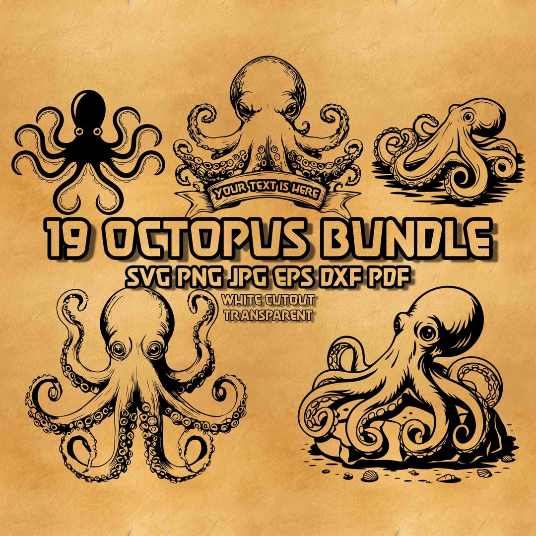 Octopus SVG Bundle, Octopus Monogram Design Nautical Clipart, Ocean ...