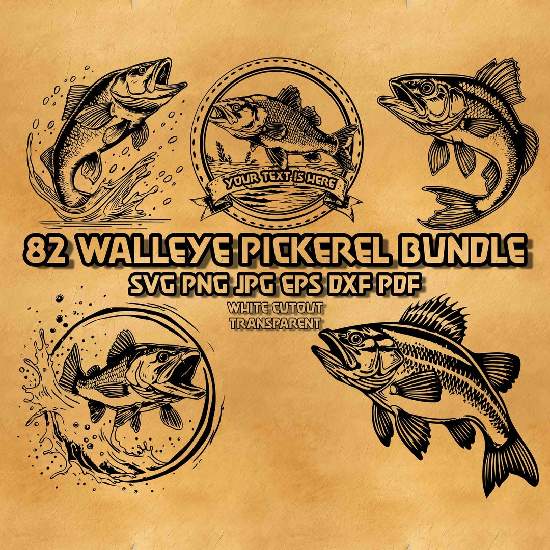 Walleye Svg Bundle, Personalized Walleye Fish Svg, Pickerel Fish Svg ...