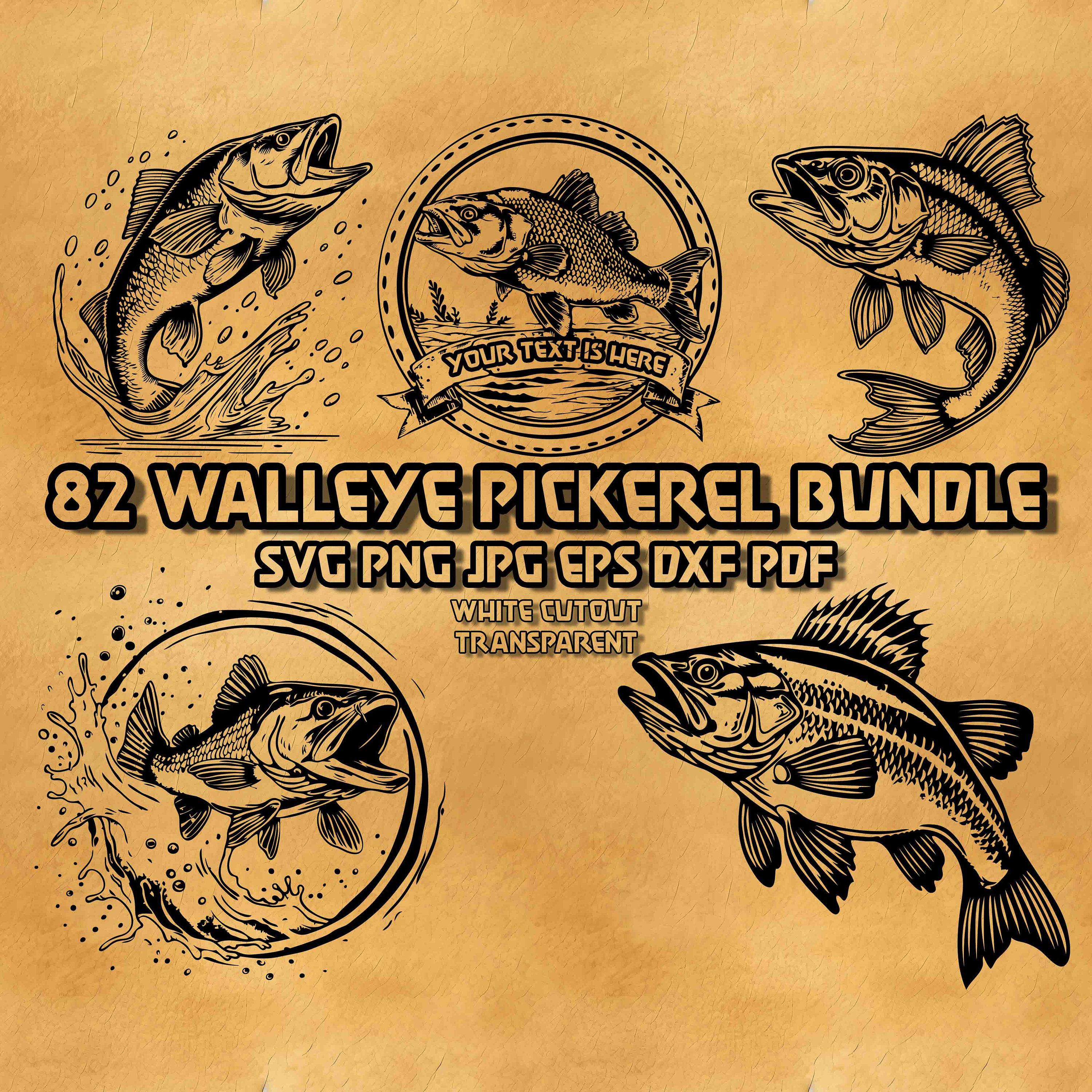 Walleye Svg Bundle, Personalized Walleye Fish Svg, Pickerel Fish Svg ...