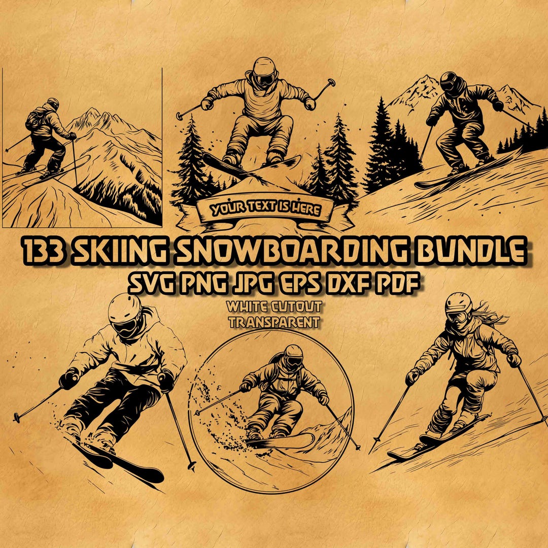 Skiing Snowboarding Svg Bundle, Snow Ski Monogram, Woman Skier Svg ...