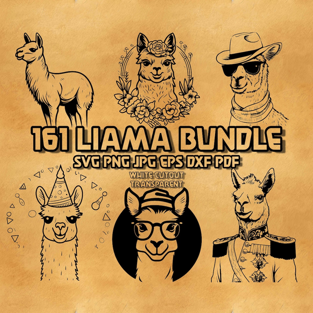 Llama Svg Bundle, Floral Llama Svg, Cowboy Llama Svg, Gentleman Llama ...