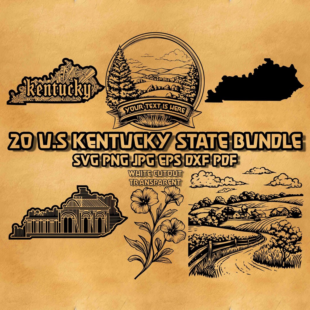 Kentucky State Outline SVG Bundle, Kentucky State Outline State Shape ...