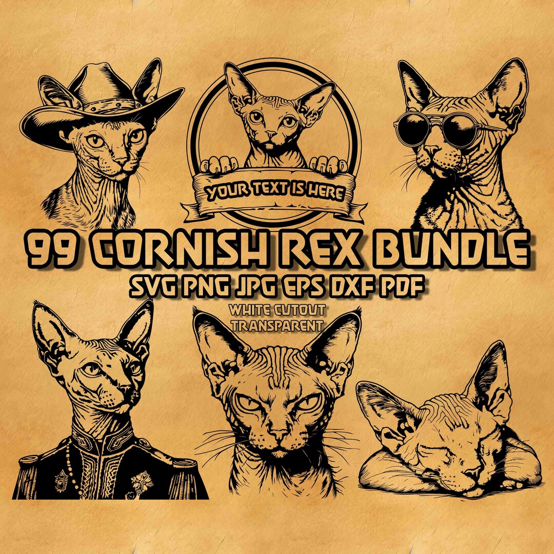 Cornish Rex Svg Bundle, Floral Cornish Rex, Cowboy Cornish Rex, Peeking ...