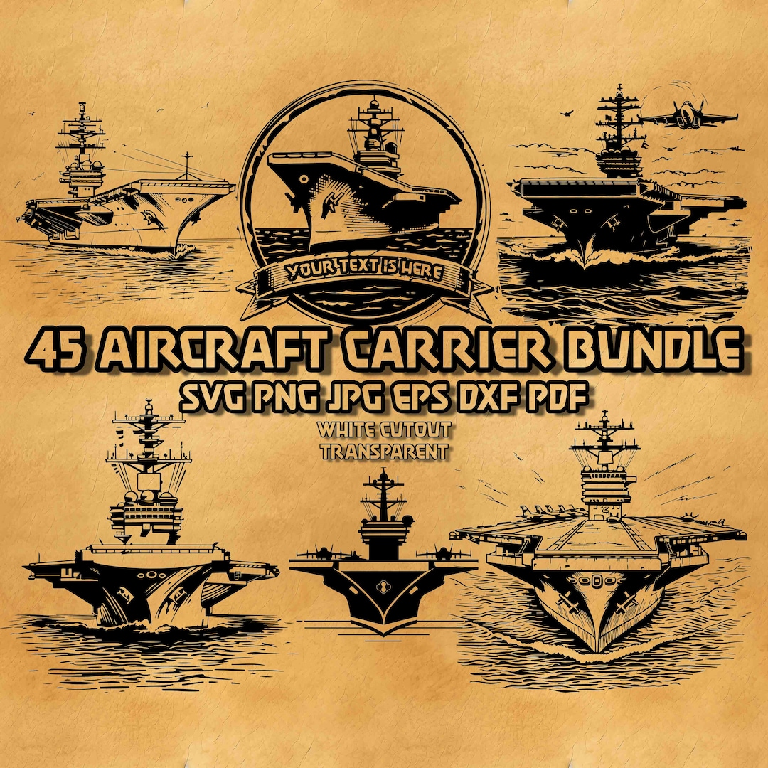 Aircraft Carrier SVG Bundle 45 Designs Detailed Naval Warship ...
