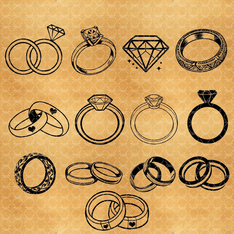 Marriage Rings Svg Bundle, Wedding Ring Svg, Diamond Ring Svg, Wedding ...