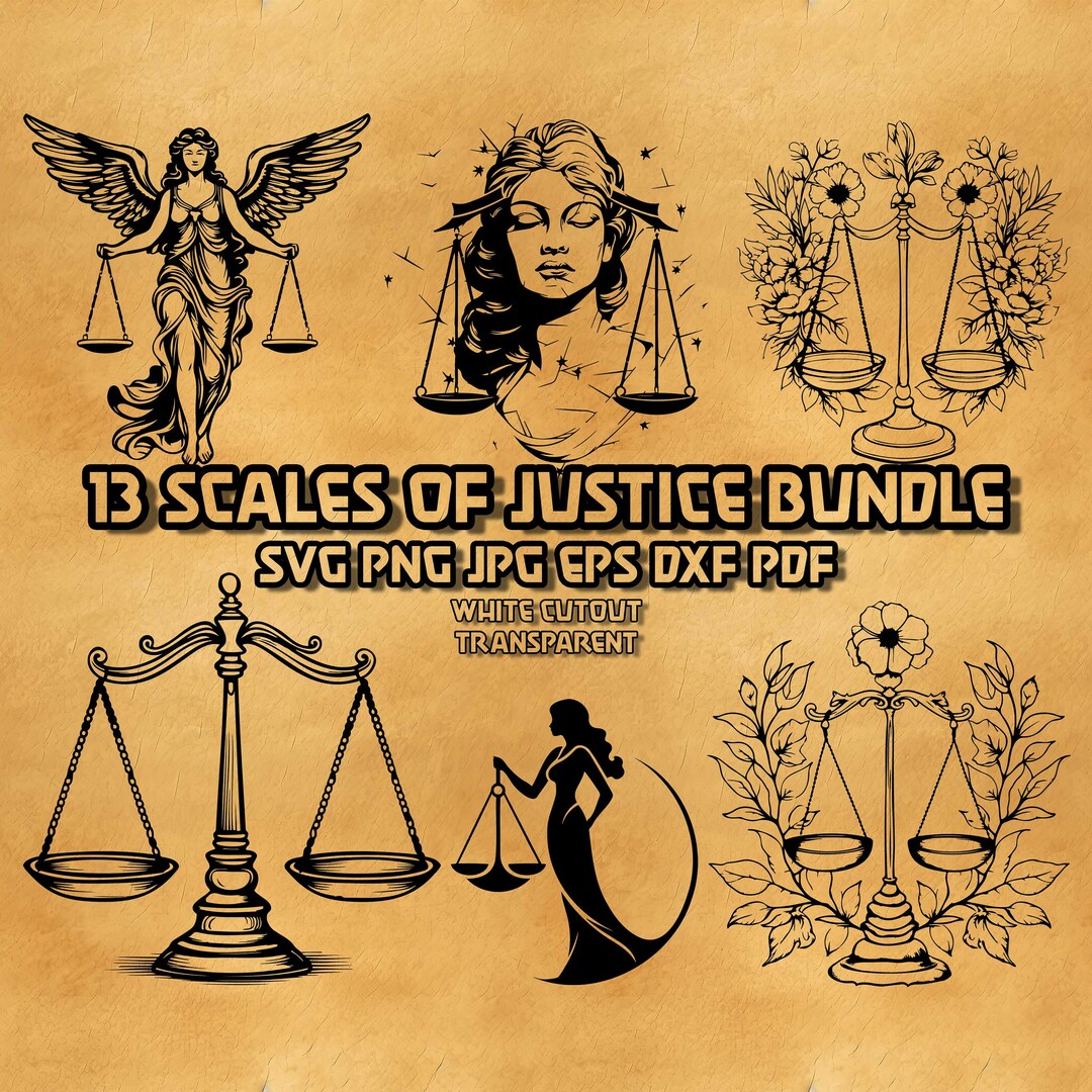 Scales of Justice Svg Bundle, Law Equality Symbol Svg, Balance Law ...