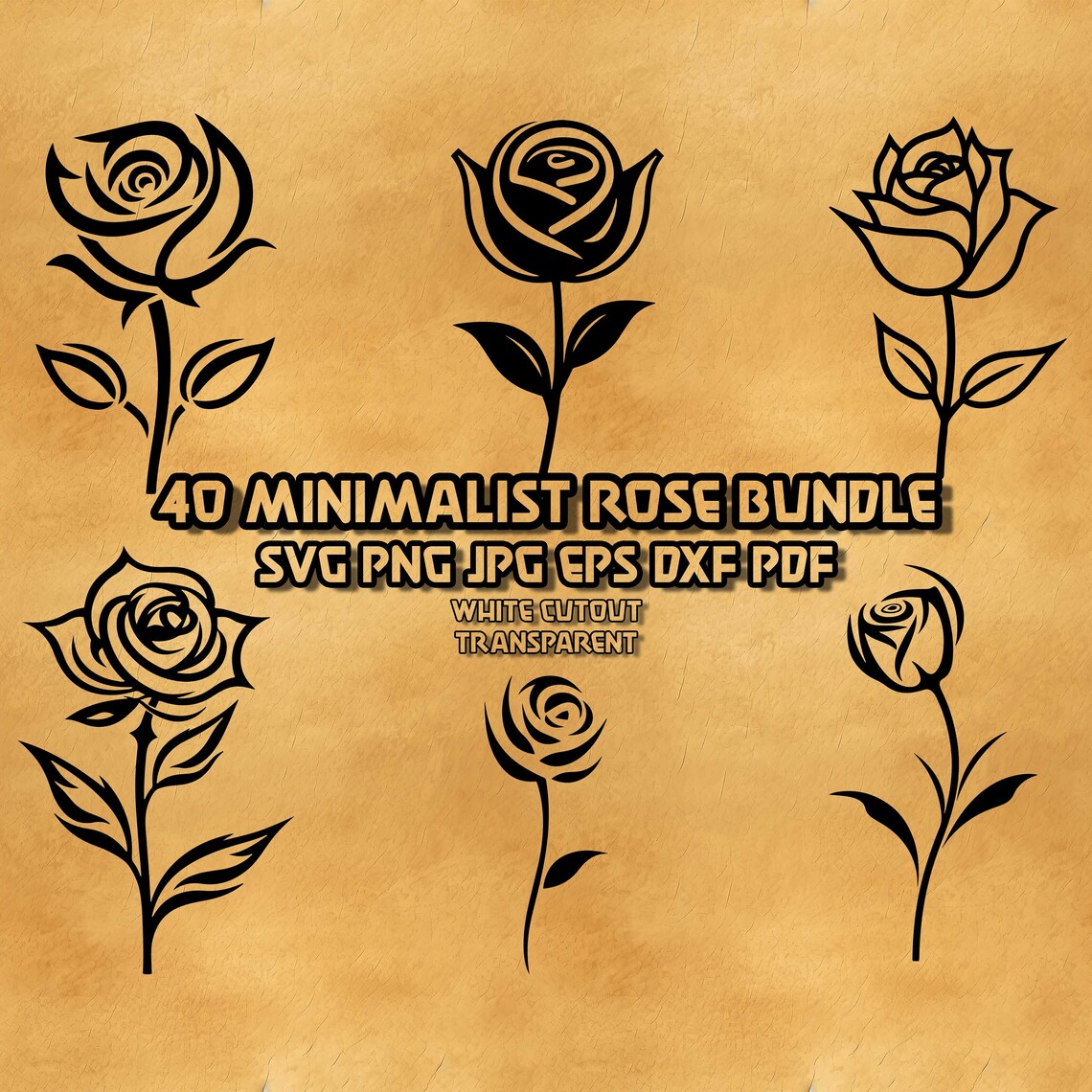 Minimalist Rose Svg Bundle, Minimal Rose Design, Rose Svg for Cricut ...