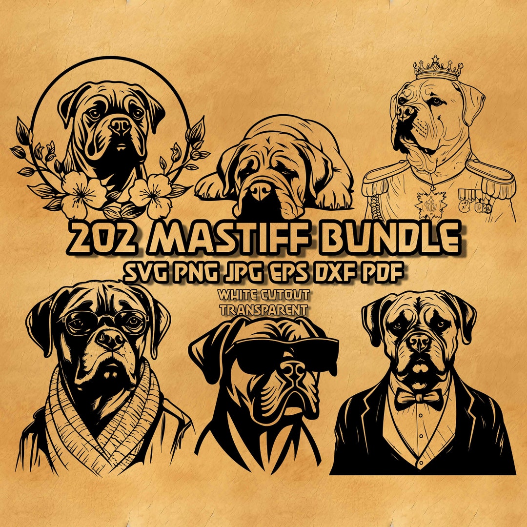 Mastiff Svg Bundle, Floral Mastiff Svg, Cowboy Mastiff Svg, Royal ...