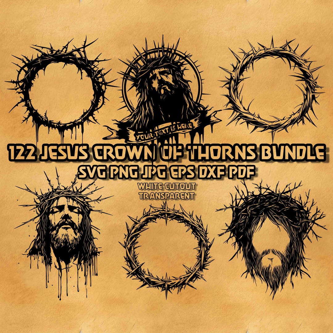 Jesus Christ Crown of Thorns Svg Bundle, Crown of Thorns Monogram ...