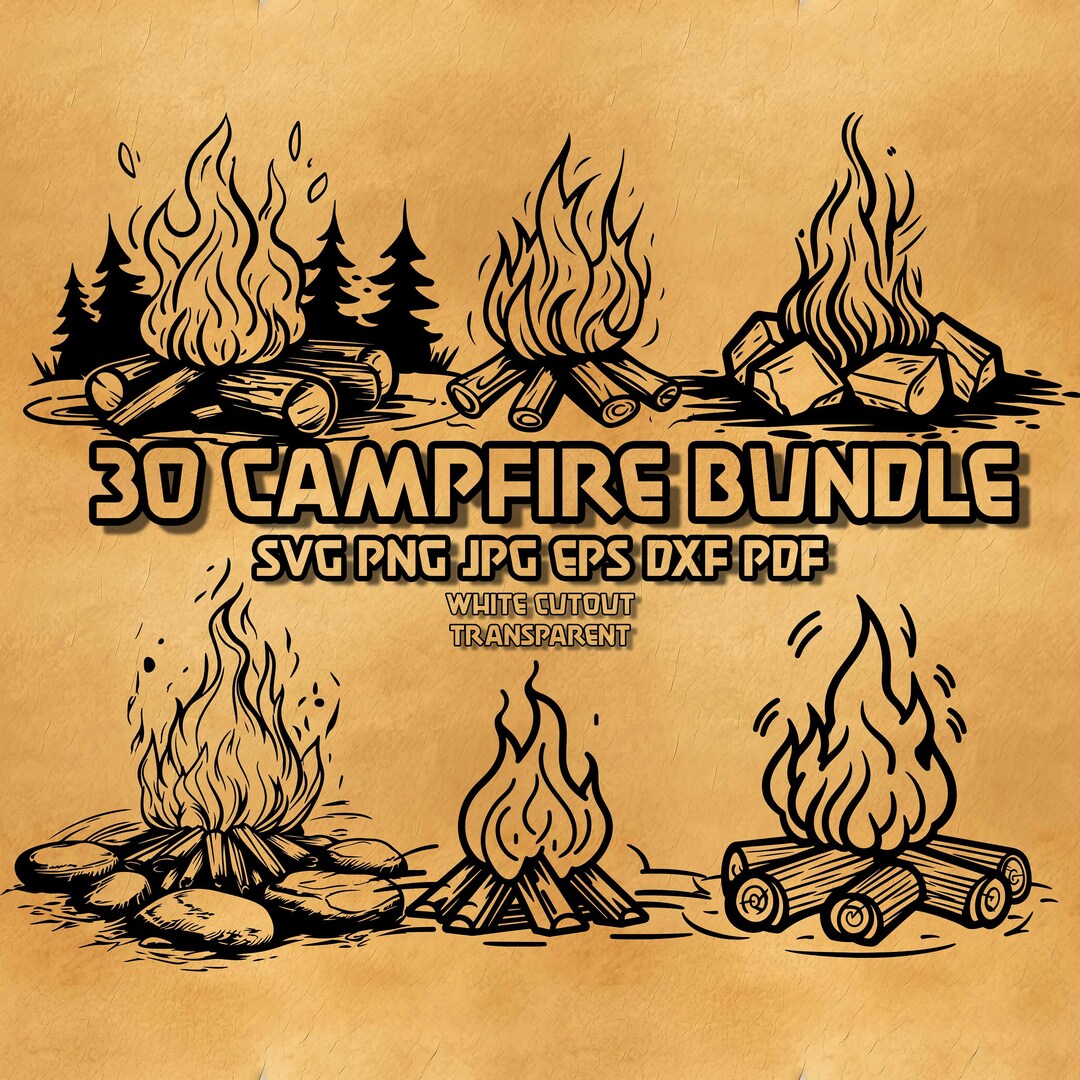 Campfire SVG Bundle: Camping Silhouette Clipart (digital Print) - Etsy