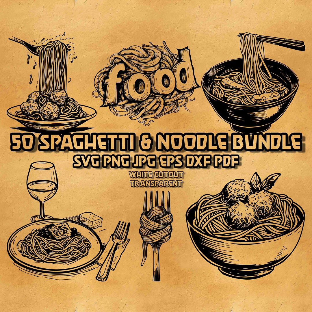Spaghetti & Noodle Svg Bundle,spaghetti With Meatball Svg,spaghetti in ...