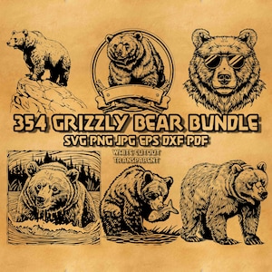 Grizzly Bear Svg Bundle, Bear With Sunglasses Svg, Bear Head Svg, Floral Bear Svg, Bear Paw Svg ...