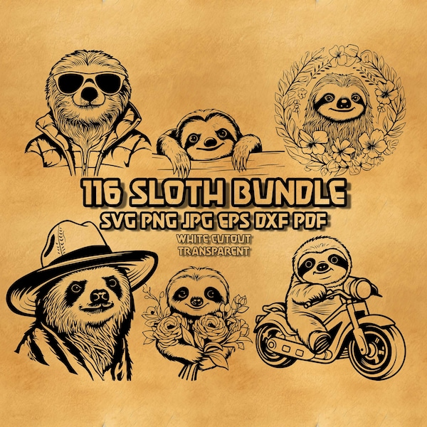 Cute Sloth Svg - Etsy