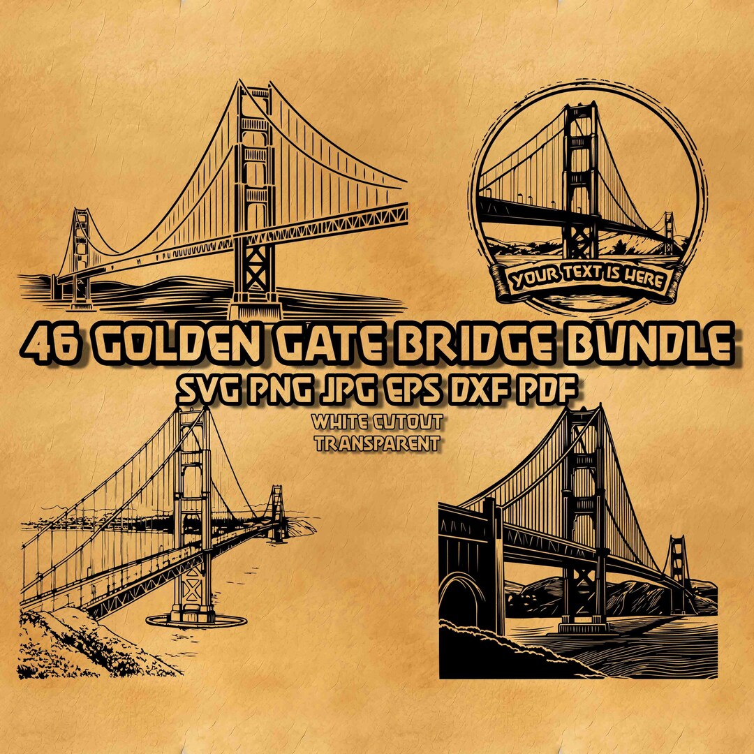 Golden Gate Bridge Svg Bundle, Iconic San Francisco Landmark Designs ...