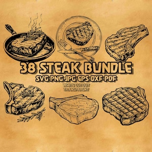 Steak-Svg-Bundle, gegrilltes Steak-Svg, Steak im Teller-Svg, Steak im ...