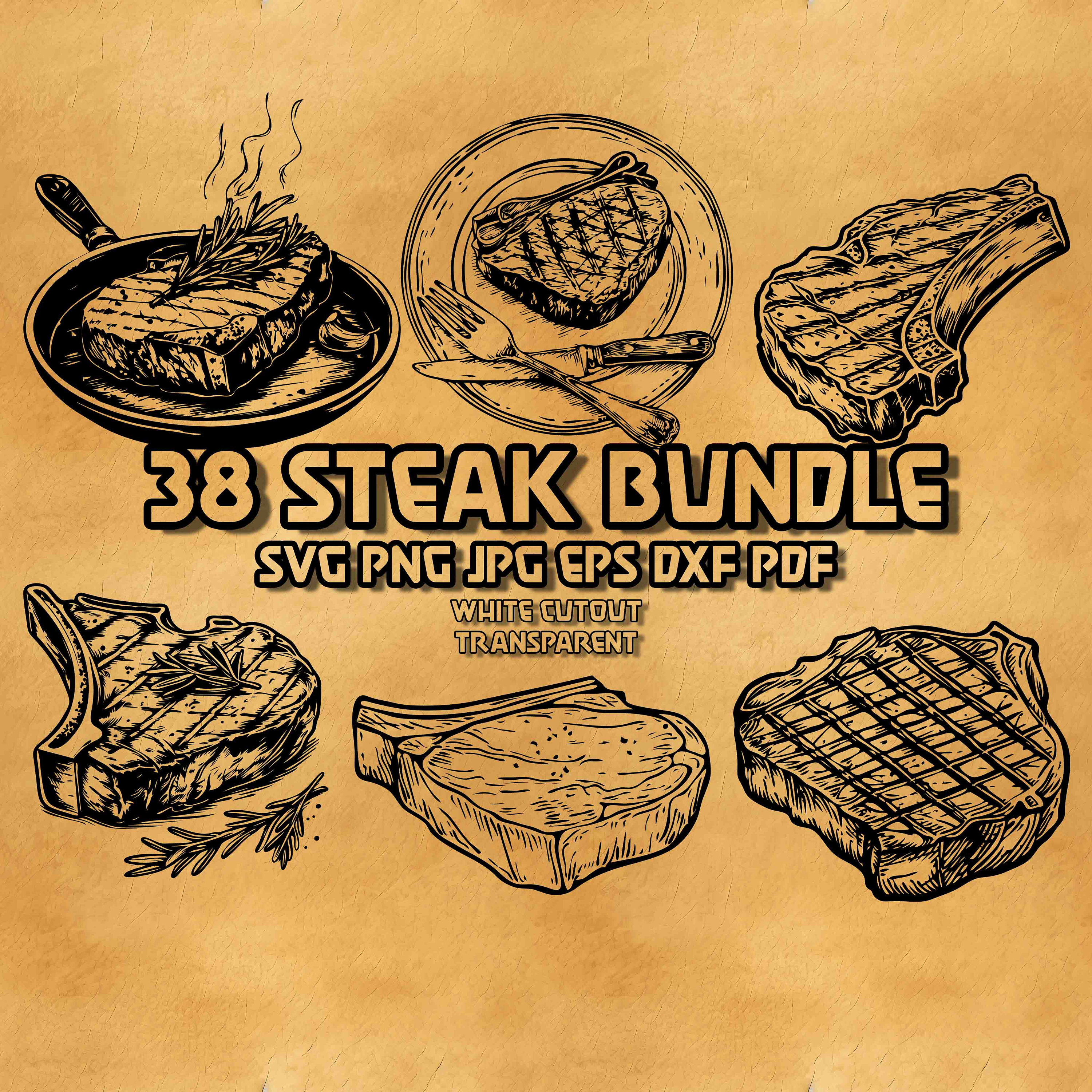 Steak Svg Bundle, Grilled Steak Svg, Steak in Plate Svg, Steak in BBQ ...