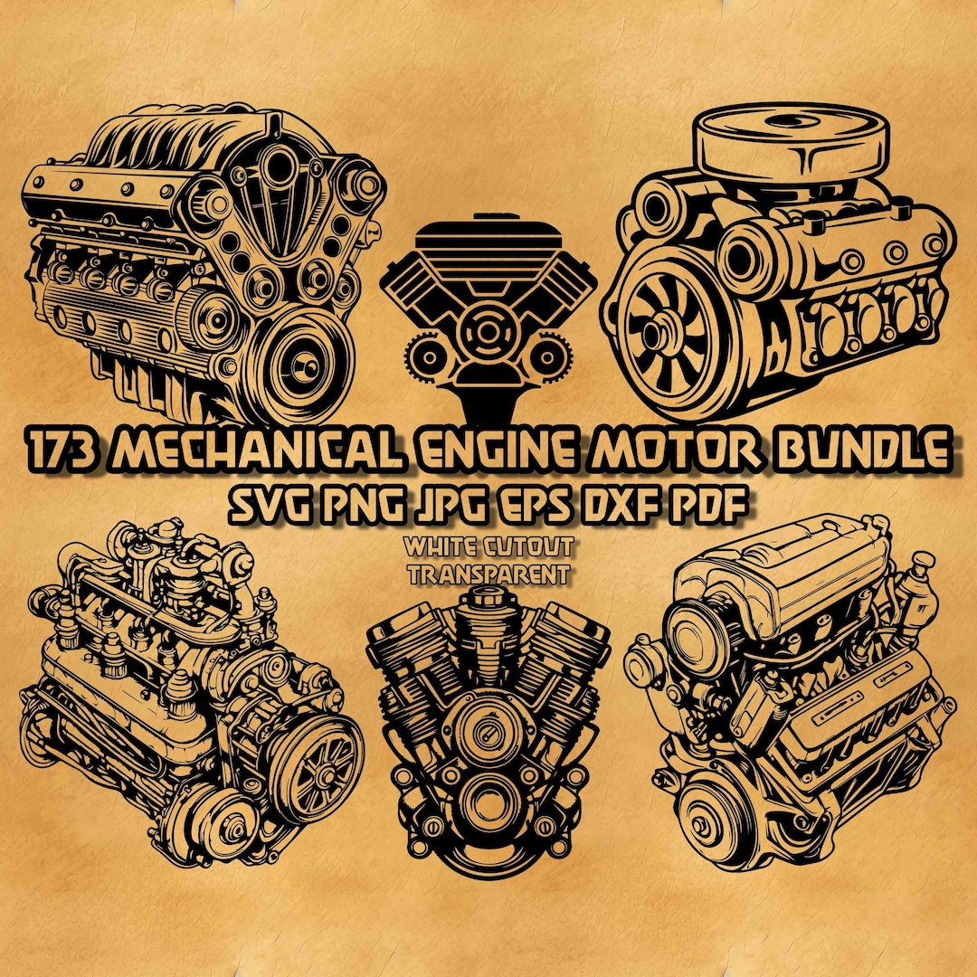 Car Engine SVG Bundle: Mechanical Automotive Designs (digital Download ...