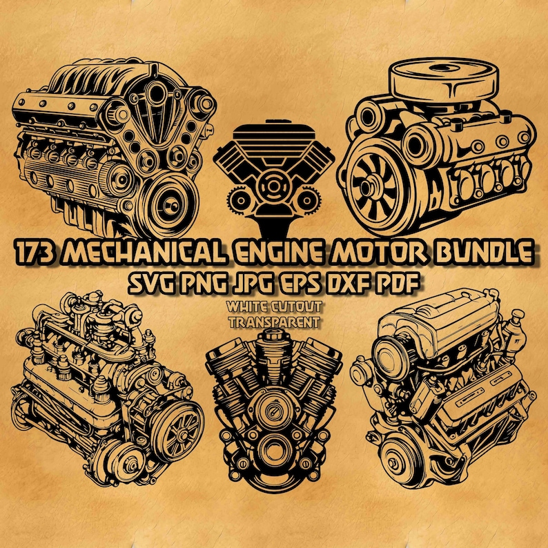 Car Engine SVG Bundle: Mechanical Automotive Designs (digital Download ...