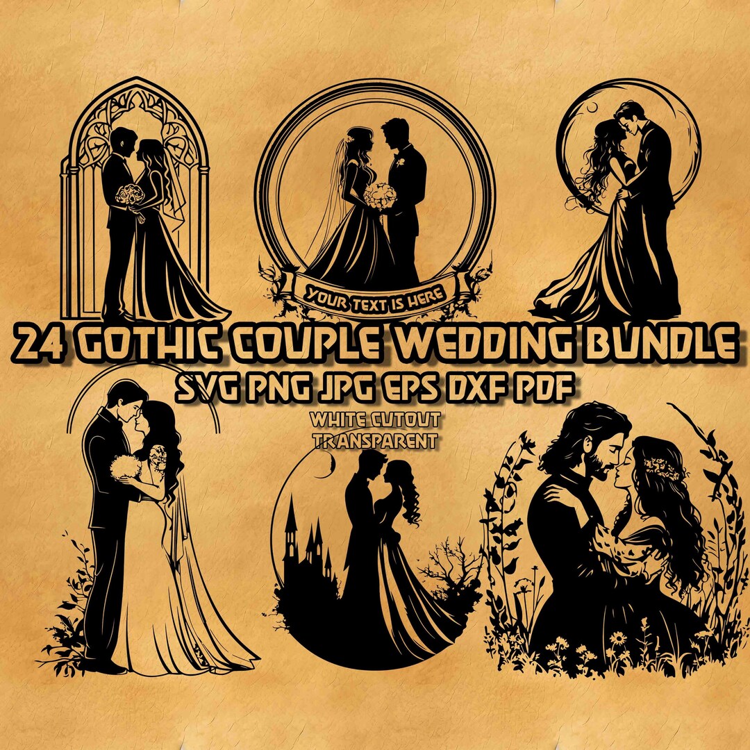 Gothic Wedding SVG Bundle: Dark Romance Couple Designs - Etsy