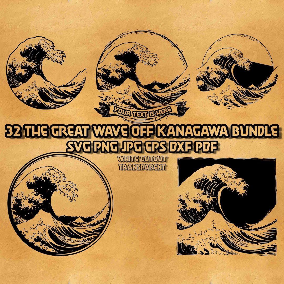 The Great Wave of Japan Art Svg Bundle, the Great Wave off Kanagawa Png ...