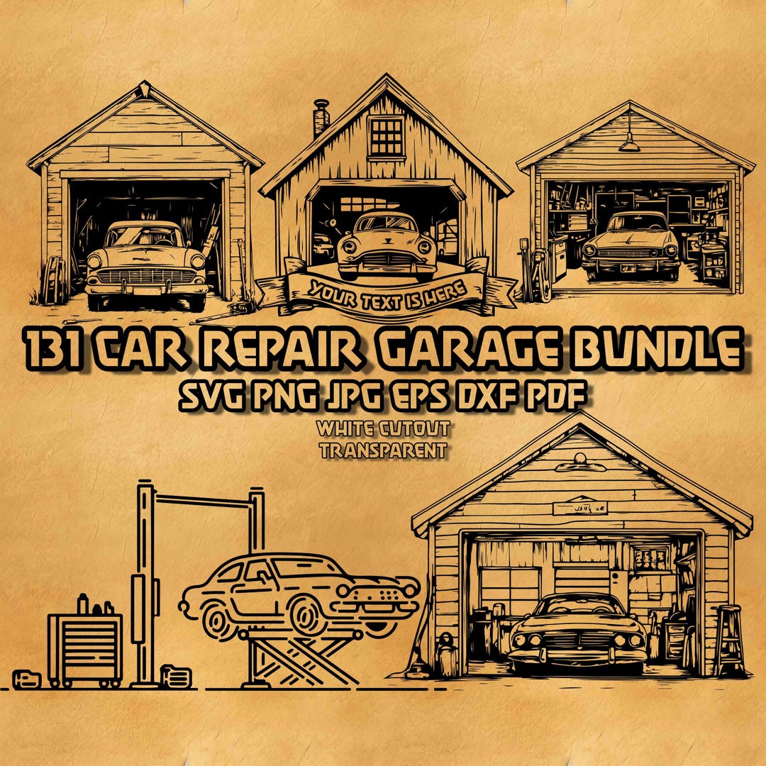 Car Repair Garage SVG Bundle, Mechanic and Auto Shop Designs for Crafts ...