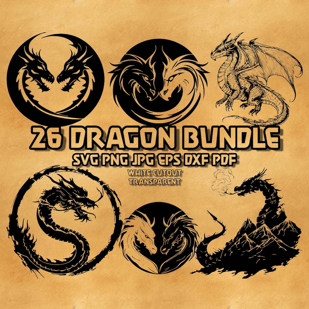 Dragon Svg Bundle, Dragon Facing Each Other,mythical Creature Svg ...