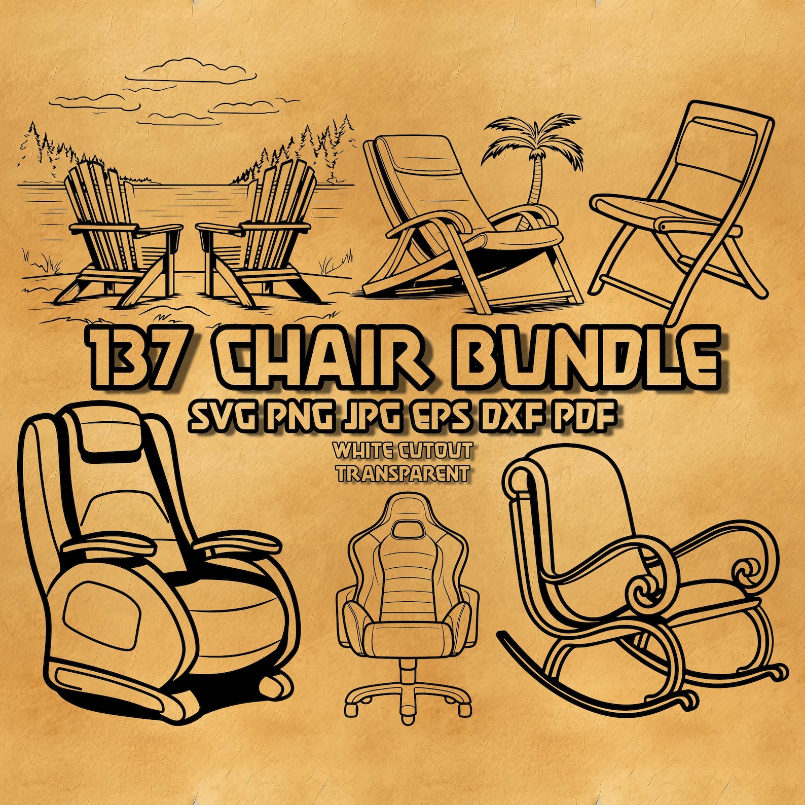 Folding Chair Svg, Chair SVG Bundle, Beach Chair Svg, Rocking Chair Svg ...
