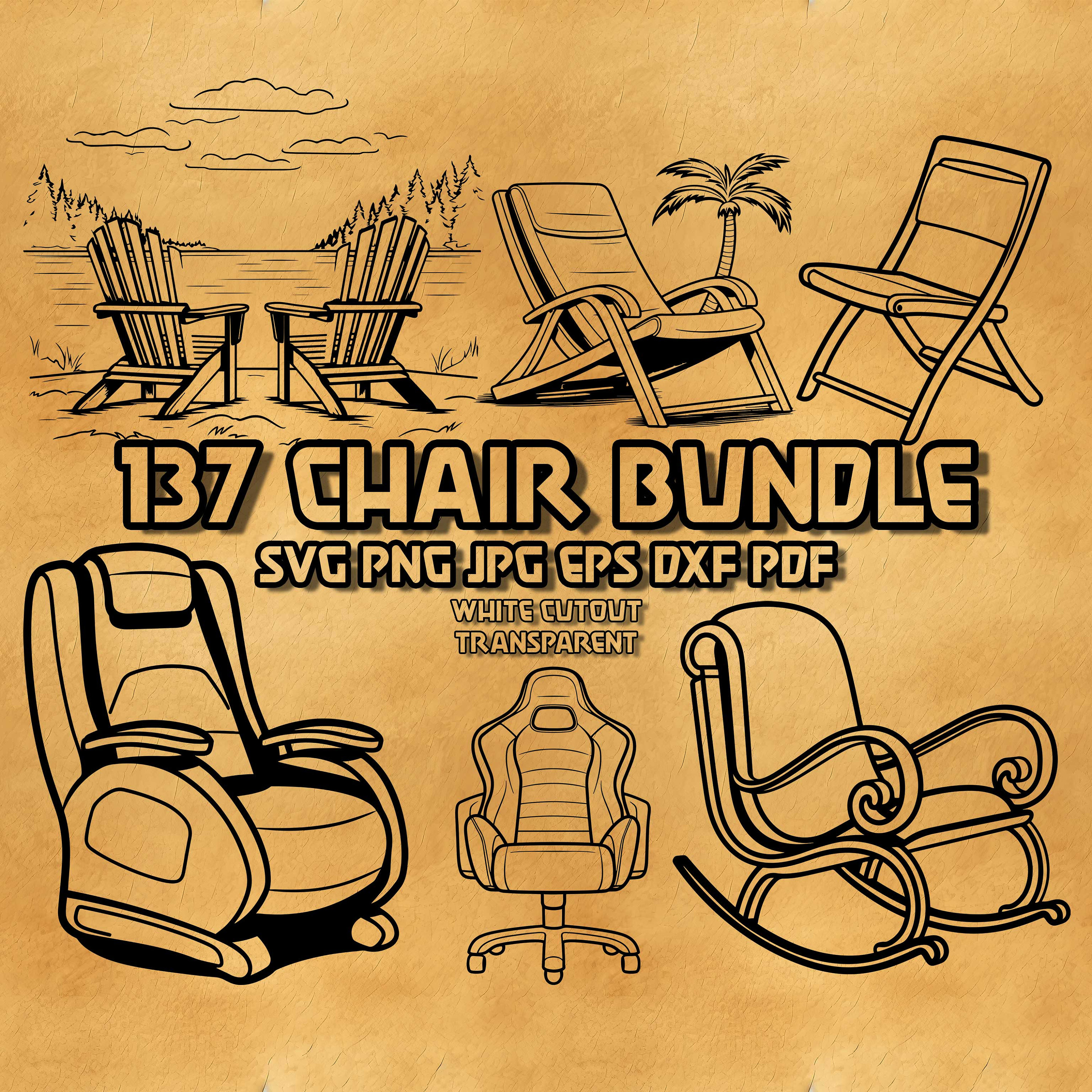 Folding Chair Svg, Chair SVG Bundle, Beach Chair Svg, Rocking Chair Svg ...