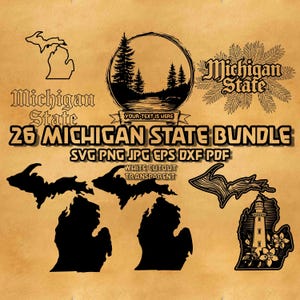 Michigan State Outline SVG Bundle: Laser Engrave File, Home State ...