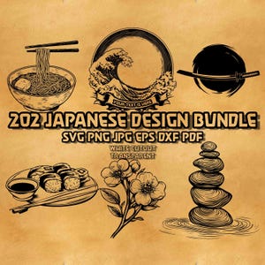 Japanese Design SVG Bundle, Traditional Japanese Cultural Art Icons ...