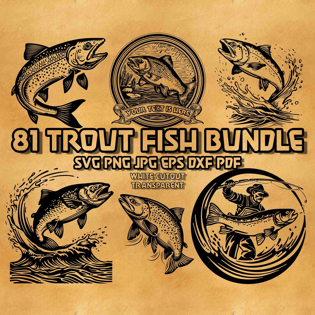 Trout Fish SVG Bundle: Personalized Banner Vector (digital Product) - Etsy