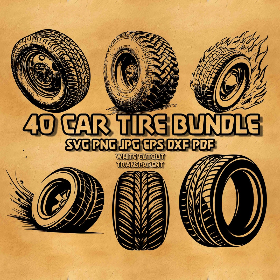 Car Tire SVG Bundle 40 Designs Mechanic Garage Illustrations Workshop ...