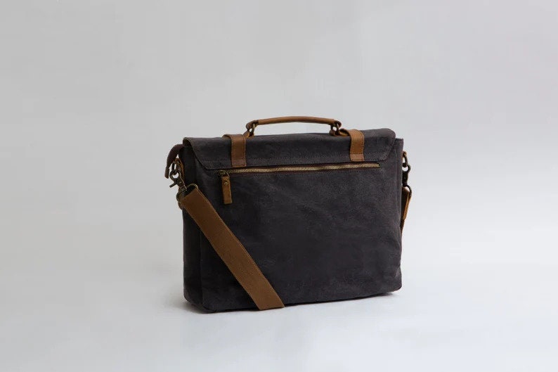 Work Satchel Messenger Bag , Wax Canvas Laptop Bag ,commuting Shoulder ...