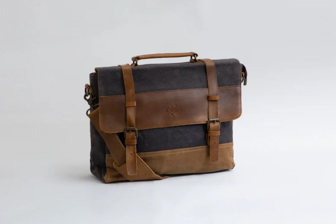 Work Satchel Messenger Bag , Wax Canvas Laptop Bag ,commuting Shoulder ...