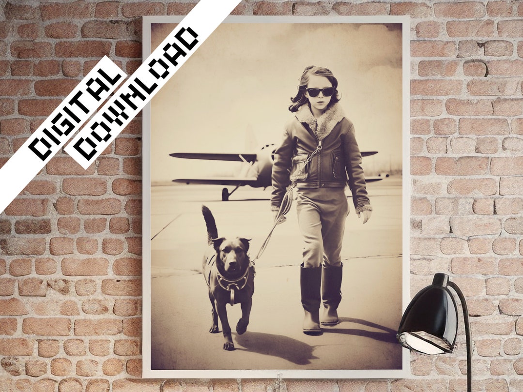 Aviator Girl Sepia Poster: Flying Attire Biplane Goggles - Etsy