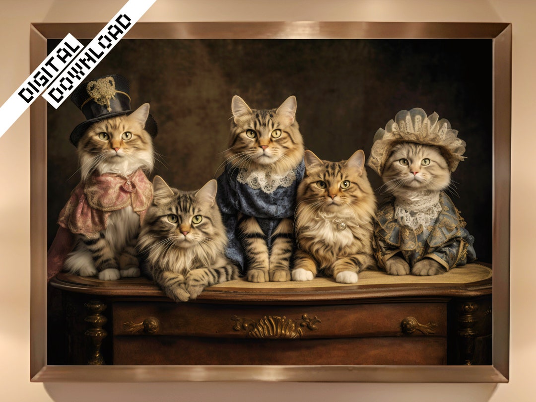 Victorian Cats Poster, Printable DIGITAL DOWNLOAD, Vintage Style Art ...