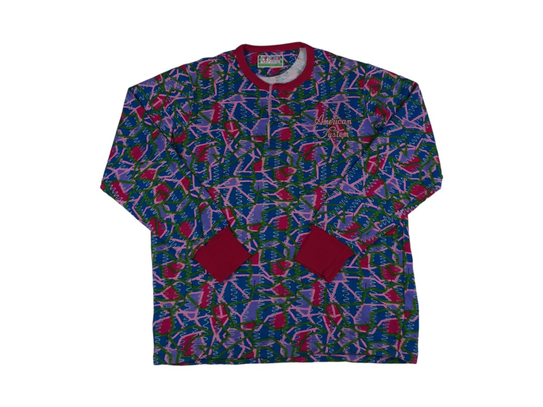 90s Vintage Sweatshirt M Blue Vintage American System Sweater Pullover ...