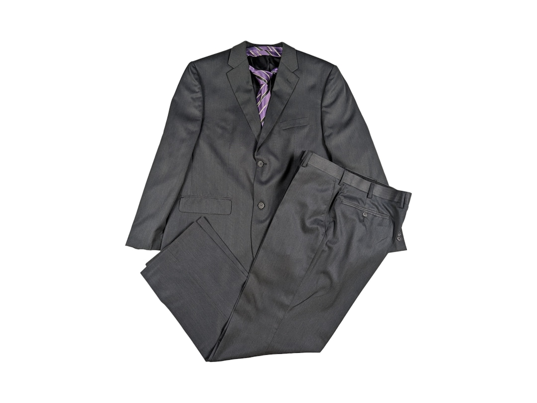 90s Vintage Mauro Ferrini Traje Talla XL 27 Chaqueta Gris Oscuro ...