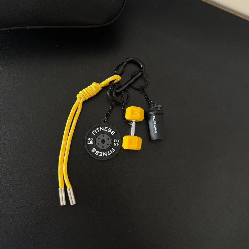 Mini Barbell Plates Key Chain With Shaker Cup Dumbbells Keyring ...