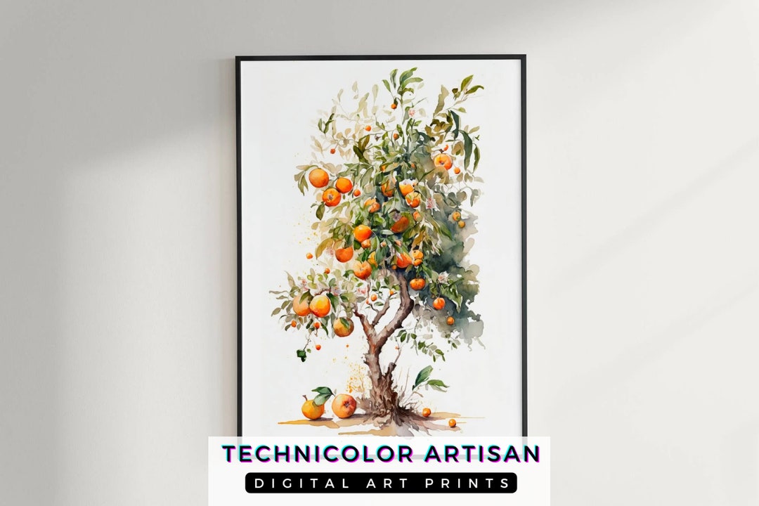 Luscious Orange Tree Art Print Watercolor Fruit Tree Painting Botanical ...