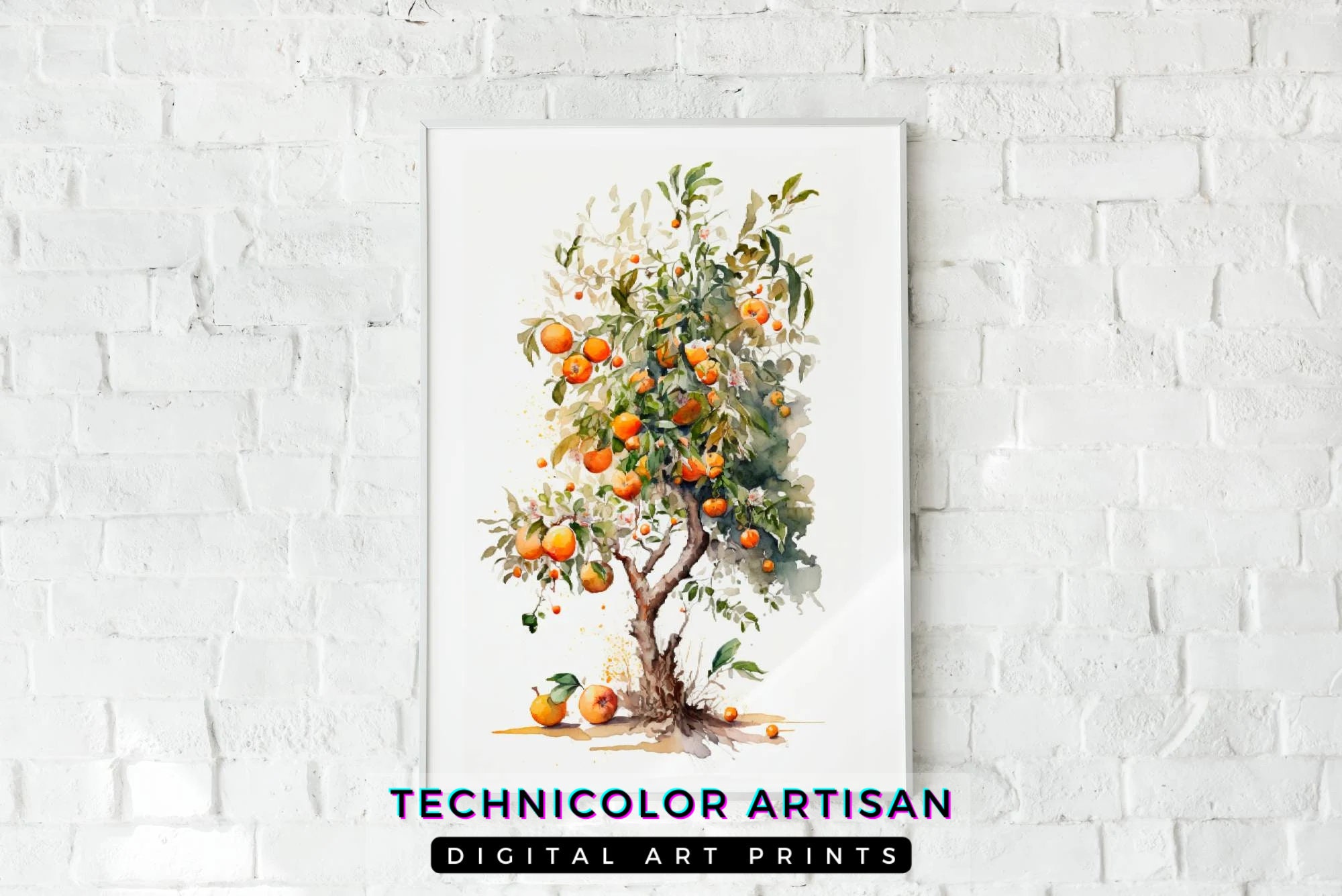 Luscious Orange Tree Art Print Watercolor Fruit Tree Painting Botanical ...