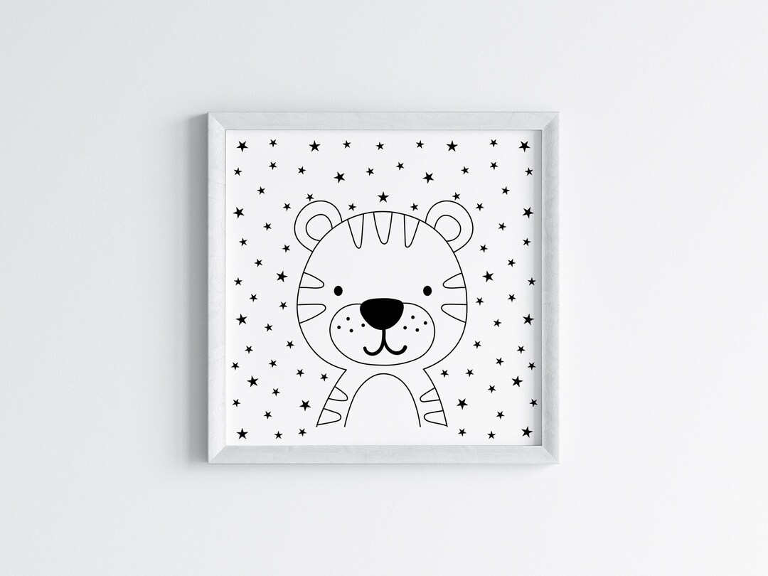 Tiger Stars Nursery Wall Art Printable. Black and White Nursery Wall ...