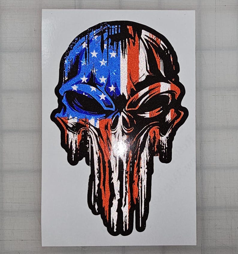 Reflective American Flag Skull Decal/sticker 5in - Etsy