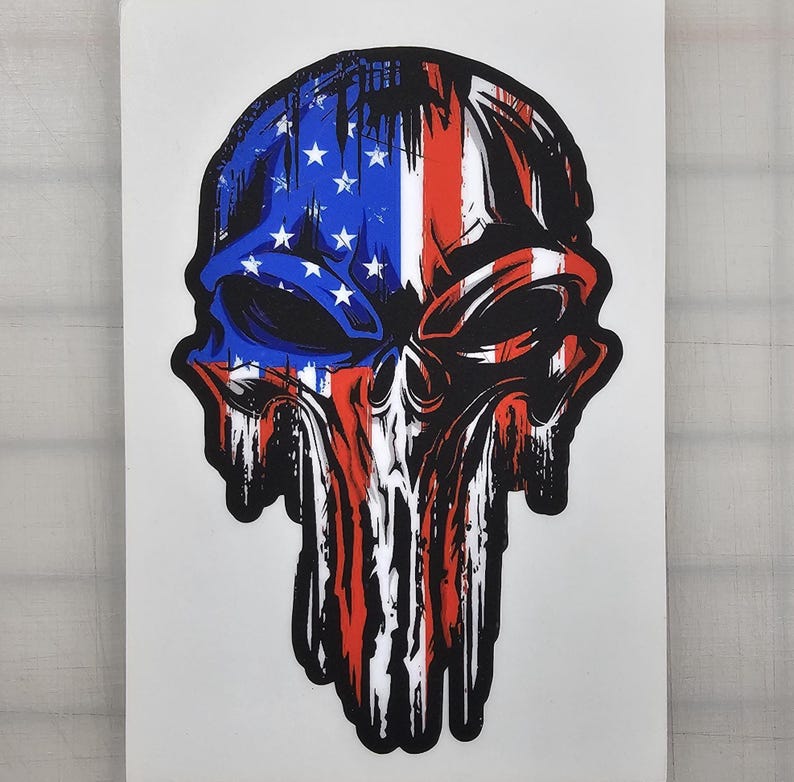 Reflective American Flag Skull Decal/sticker 5in - Etsy