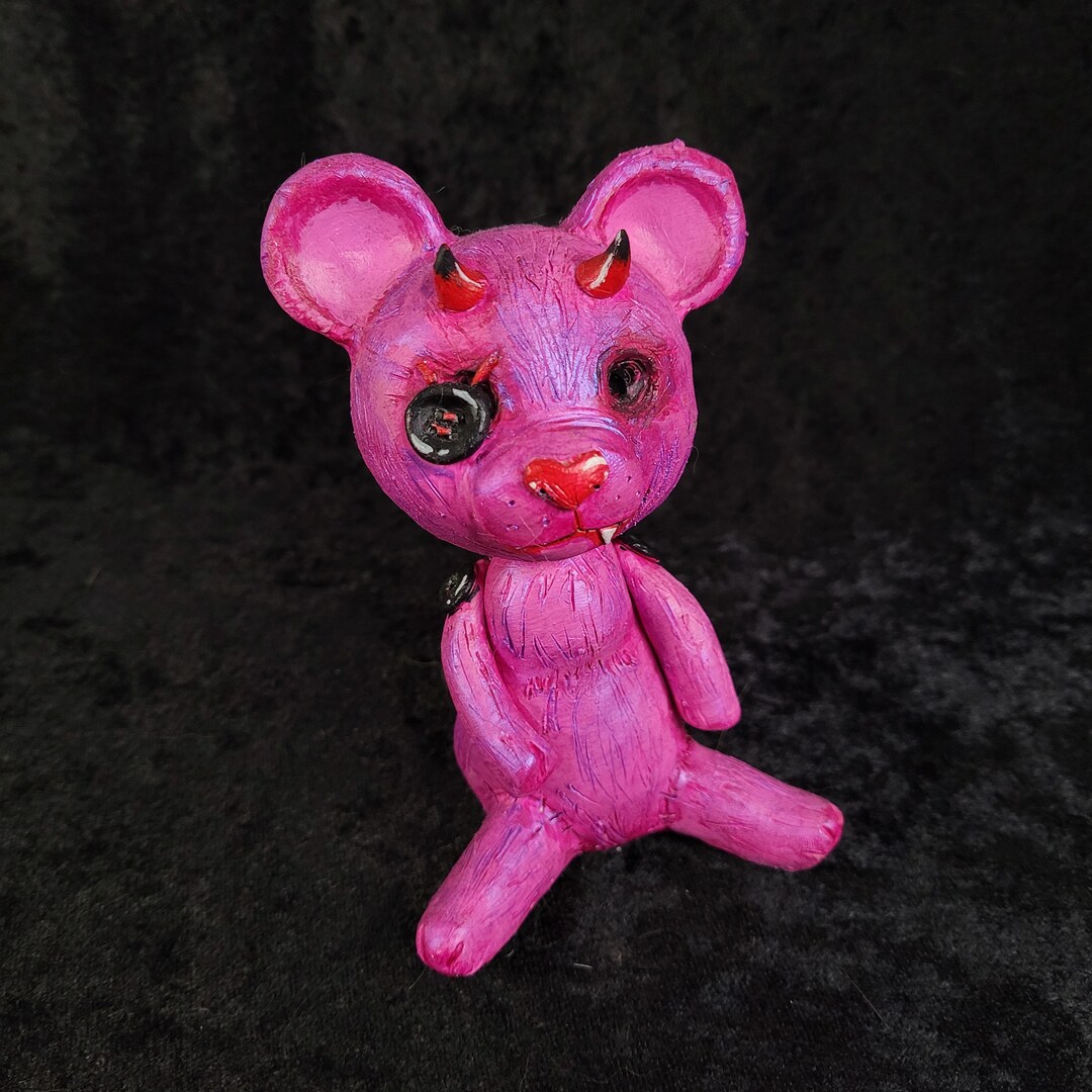 Punk Teddy Sculpture, Evil Teddy Bear, Punk Rock Bear, Creepy Teddy ...