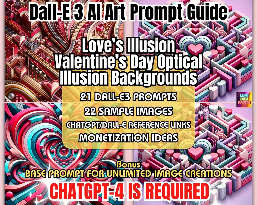 DALLE 3 Valentine’s Day AI Art Prompt Guide | Optical Illusion Prompts ...